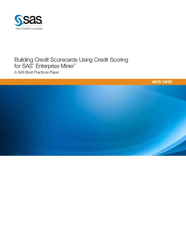 Pdf Building Credit Scorecards Using Credit Scoring For Sas ® Enterprise Miner A Sas Best