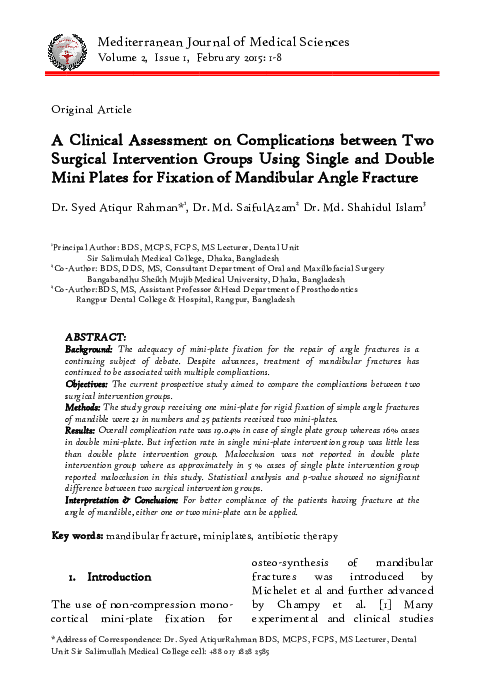 (PDF) A Clinical Assessment on Complications between Two Surgical ...