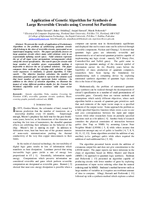 Application Of Genetic Algorithm For Synthesis Of Large Reversible