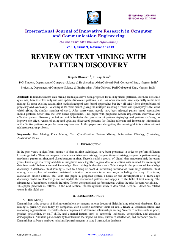 Pdf Approach For Rule Pruning In Associationrule Mining For Removing Redundancy Devishree
