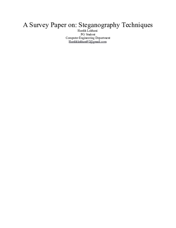 (DOC) A Survey Paper on: Steganography Techniques