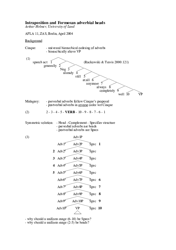 (PDF) Intraposition and Formosan adverbial heads