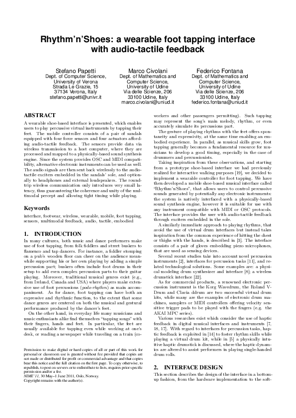 (PDF) Rhythm’n'shoes: a wearable foot tapping interface with audio ...