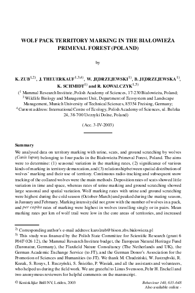 (PDF) Wolf Pack Territory Marking in the Bialowieza Primeval Forest ...