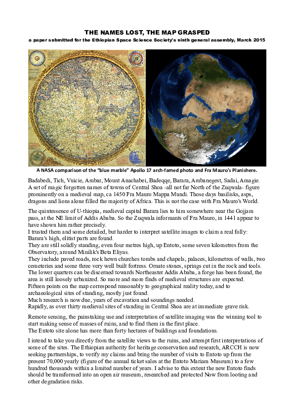 (PDF) The names, the Map, the Satellites. Remote Sensing helps find ...