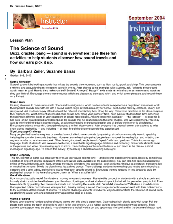 4th grade sound waves experiment