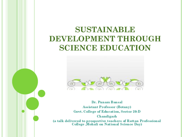 (PDF) SUSTAINABLE DEVELOPMENT THROUGH SCIENCE EDUCATION