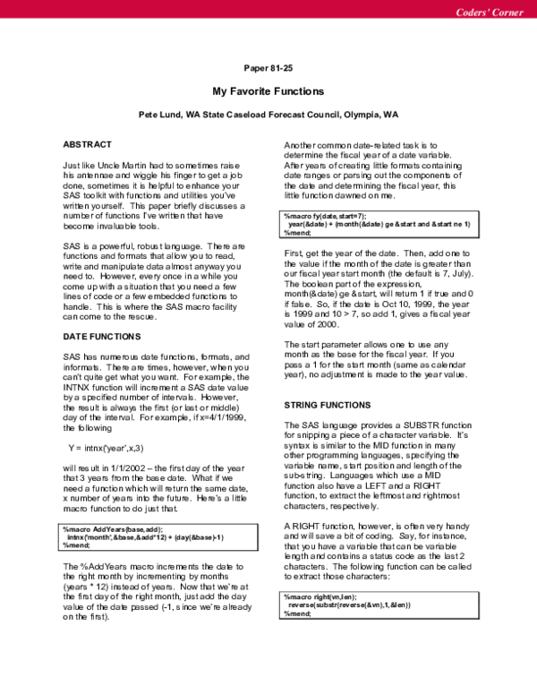(PDF) SAS,Function