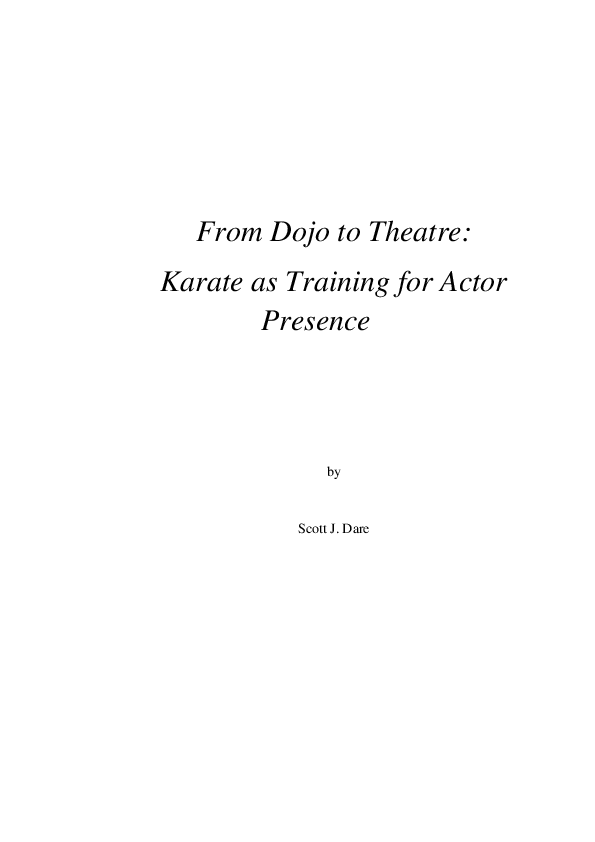 (PDF) From Dojo to Theatre: Karate as Training for Actor Presence