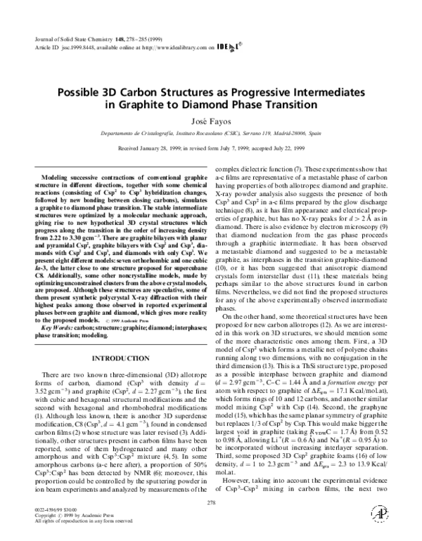 (PDF) Possible 3D Carbon Structures as Progressive Intermediates in ...
