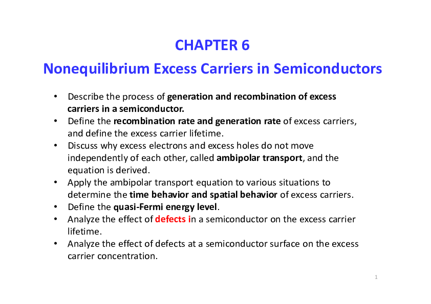 (PDF) Nonequilibrium Excess Carriers in Semiconductors
