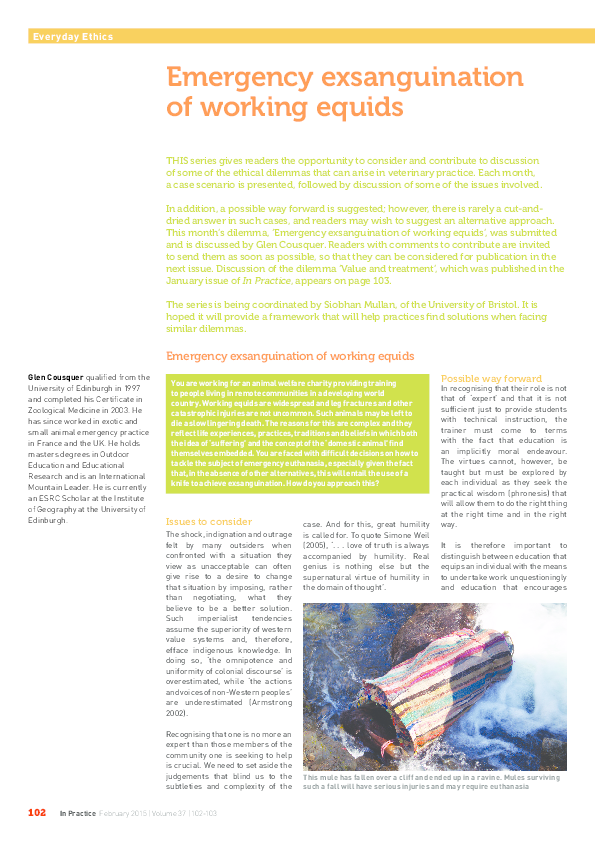 (PDF) Emergency exsanguination of working equids