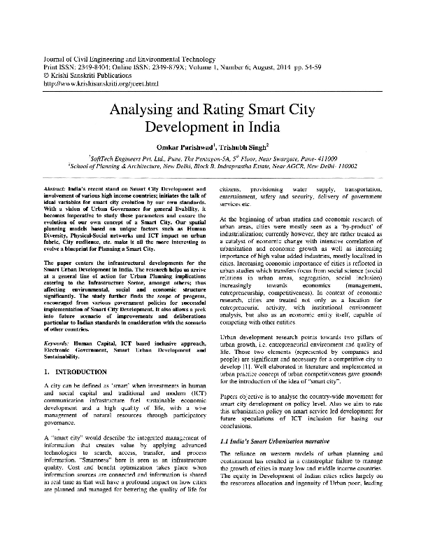 (PDF) Analysing Smart City Development in India
