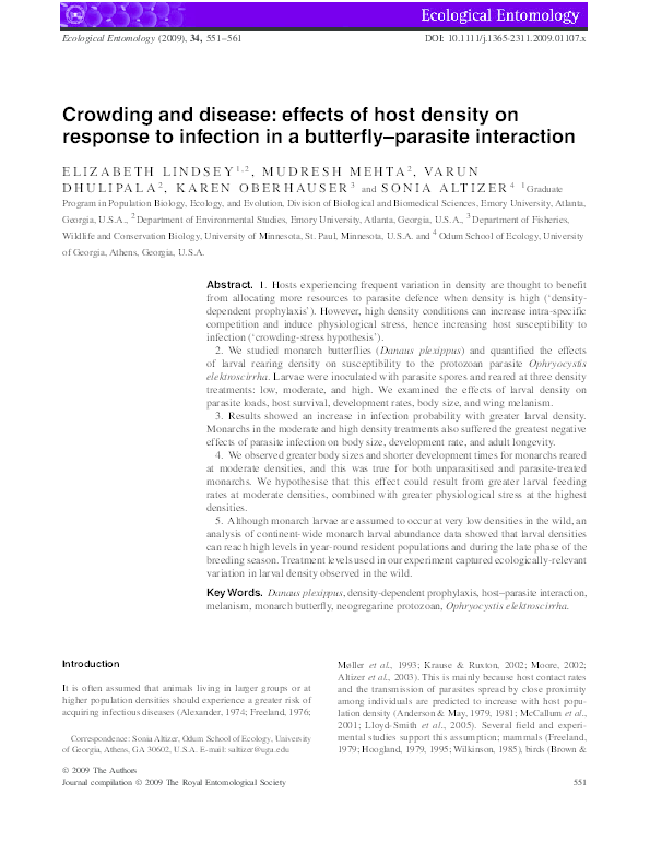 (PDF) Host Density Effects on Butterflies' Infection Response