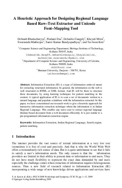 (PDF) A Heuristic Approach for Designing Regional Language Based Raw–Text Extractor and Unicode ...