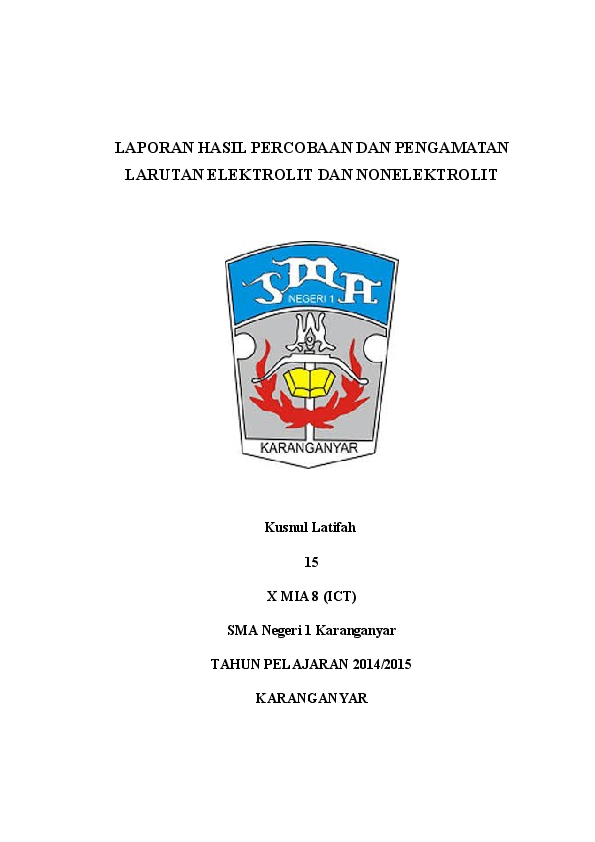 (DOC) LAPORAN PENELITIAN DAN PENGAMATAN LARUTAN ELEKTROLIT DAN NON ...