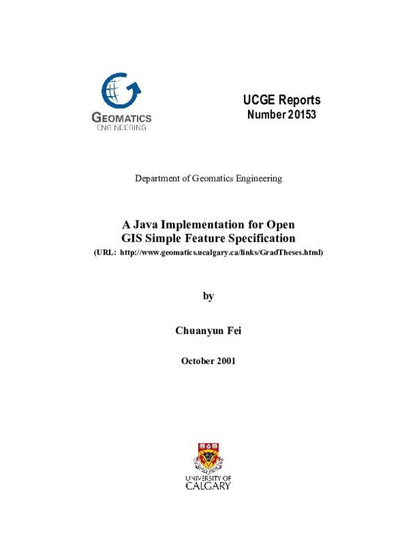 (PDF) A JAVA IMPLEMENTATION FOR OPEN GIS SIMPLE FEATURE SPECIFICATION