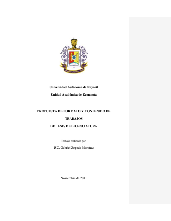 (PDF) Propuesta de formato de tesis a nivel licenciatura