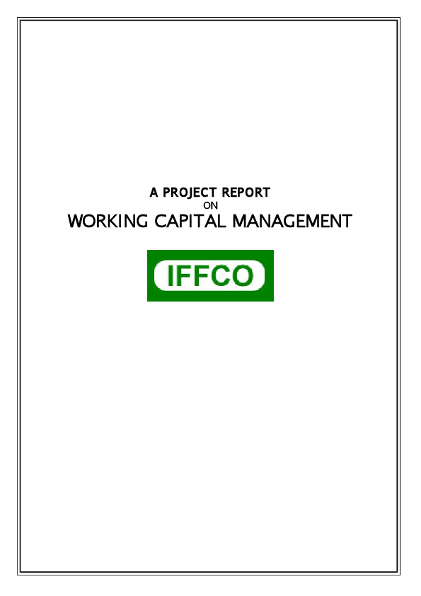 (PDF) A PROJECT REPORT ON WORKING CAPITAL MANAGEMENT 2 SAAB MARFIN MBA ...