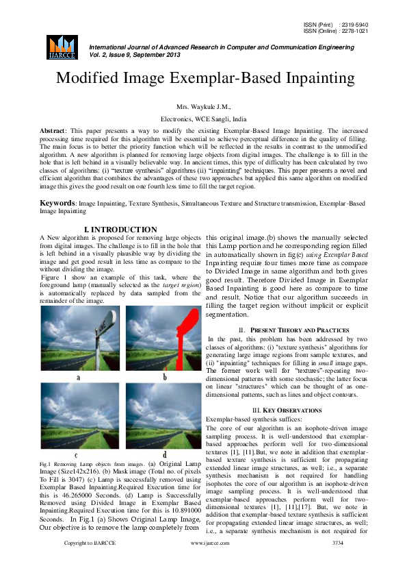 (PDF) Modified Image Exemplar-Based Inpainting