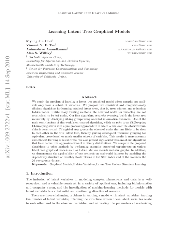 (PDF) Learning Latent Tree Graphical Models