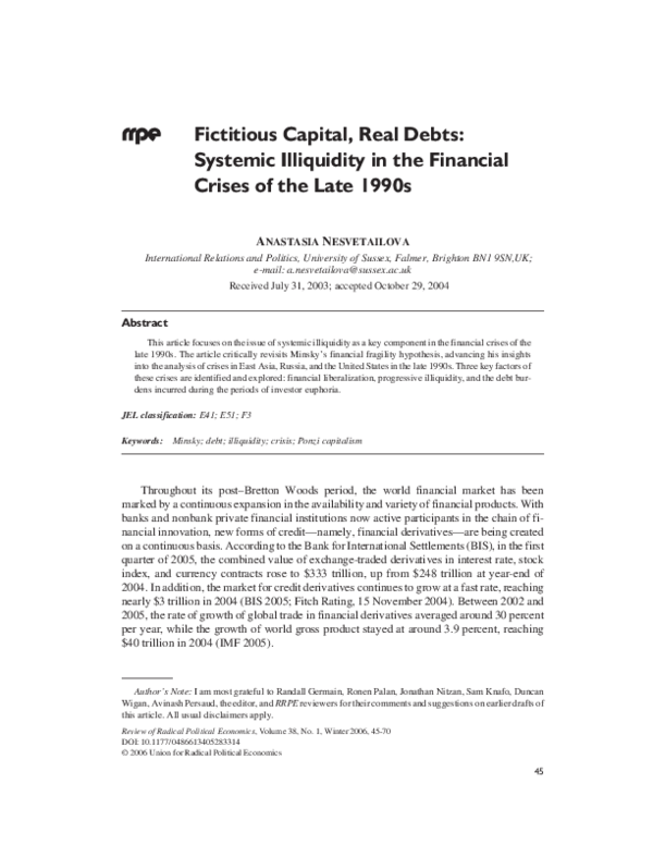(PDF) Fictitious Capital, Real Debts: Systemic Illiquidity in the ...