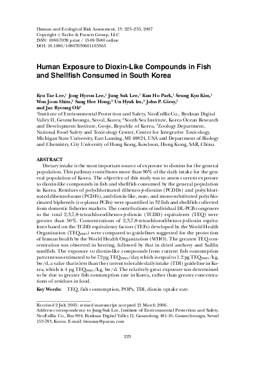 (PDF) Human Exposure to Dioxin-Like Compounds in Fish and Shellfish ...