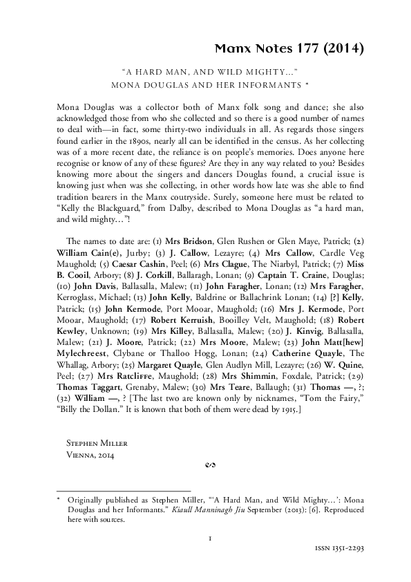 (PDF) “‘A Hard Man, and Wild Mighty….’ Mona Douglas and her Informants ...