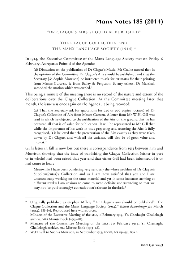 (PDF) “‘Dr Clague's airs should be published.’ The Clague Collection ...