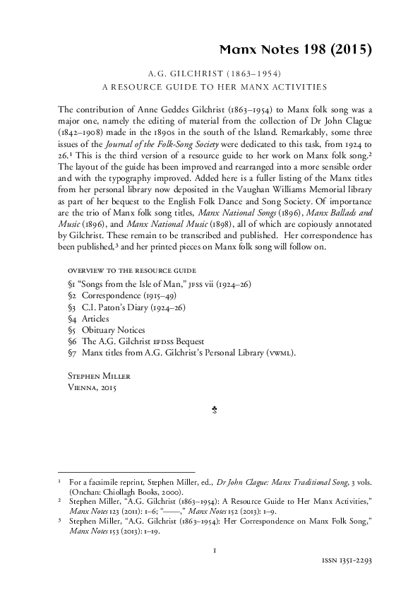 (PDF) “A.G. Gilchrist (1863–1954): A Resource Guide to Her Manx ...