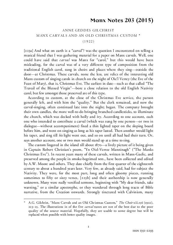 (PDF) “[A.G. Gilchrist] Manx Carvals and an Old Christmas Custom (1922 ...