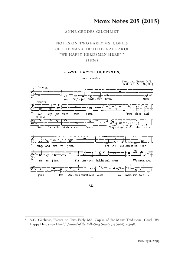 (PDF) “[A.G. Gilchrist] Notes on Two Early MS. Copies of the Manx ...