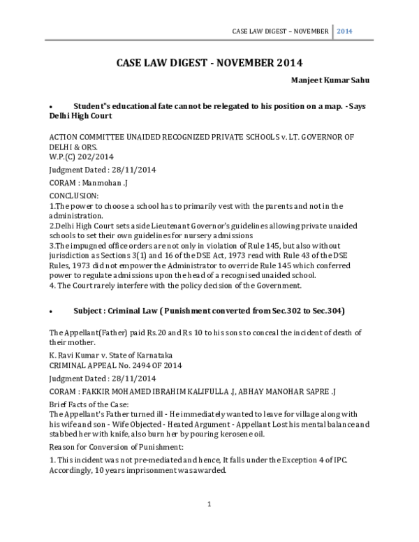 (PDF) Case Law Digest- November,2014