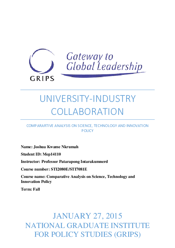 (PDF) University-Industry collaboration