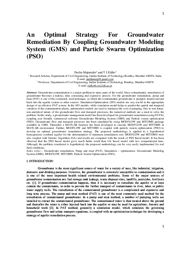 Pdf An Optimal Strategy For Groundwater Remediation By Coupling Groundwater Modeling System