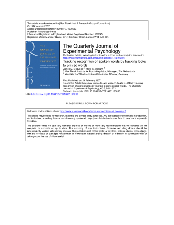 (PDF) Tracking recognition of spoken words by tracking looks to printed ...