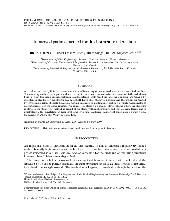 (PDF) Immersed particle method for fluid-structure interaction
