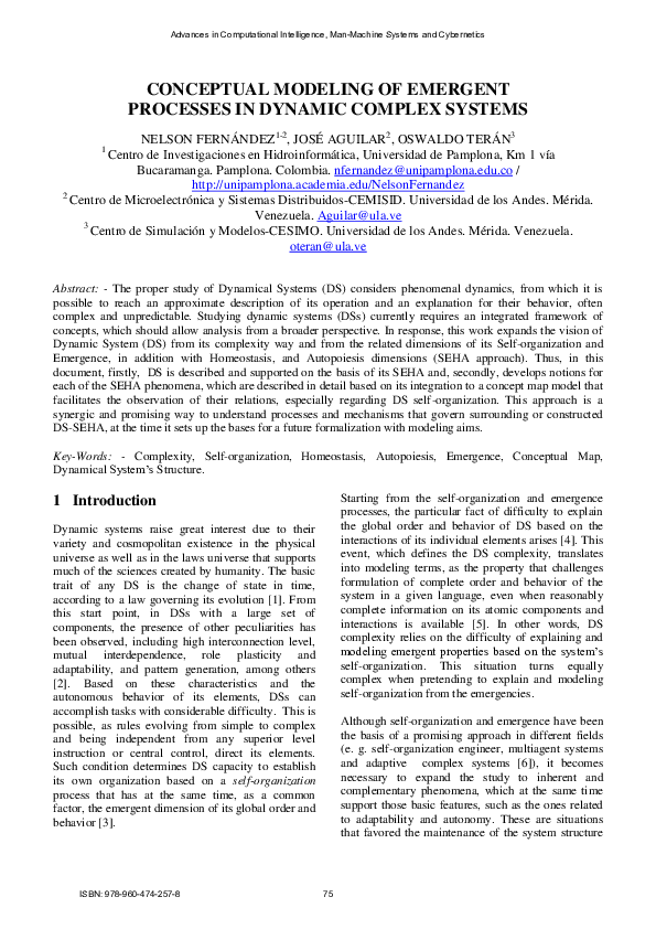 (PDF) CONCEPTUAL MODELING OF EMERGENT PROCESSES IN DYNAMIC COMPLEX SYSTEMS