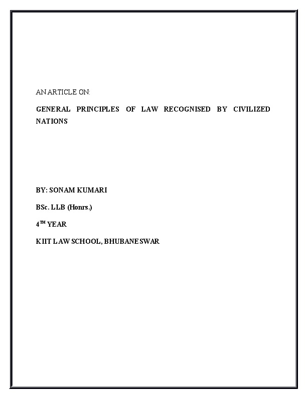 (DOC) GENERAL PRINCIPLES OF LAW RECOGNISED BY CIVILISED STATES