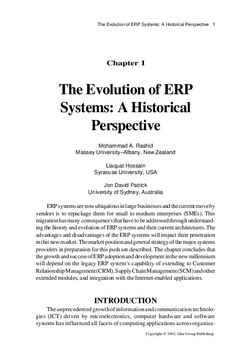 (PDF) The Evolution of ERP Systems: A Historical Perspective 1 The ...