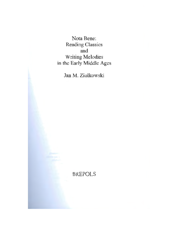 (PDF) Nota bene: reading classics and writing melodies in the early ...