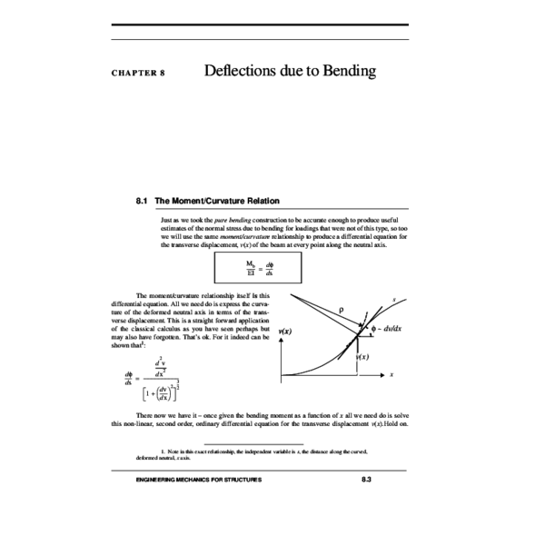 (PDF) ENGINEERING MECHANICS FOR STRUCTURES Deflections due to Bending