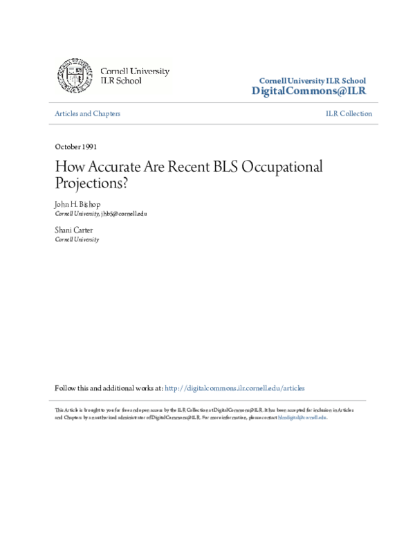 (PDF) How accurate are recent BLS occupational projections?