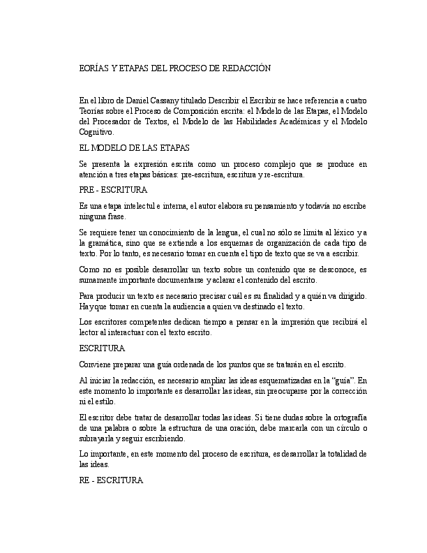 (DOC) TEORÍAS Y ETAPAS DEL PROCESO DE REDACCIÓN