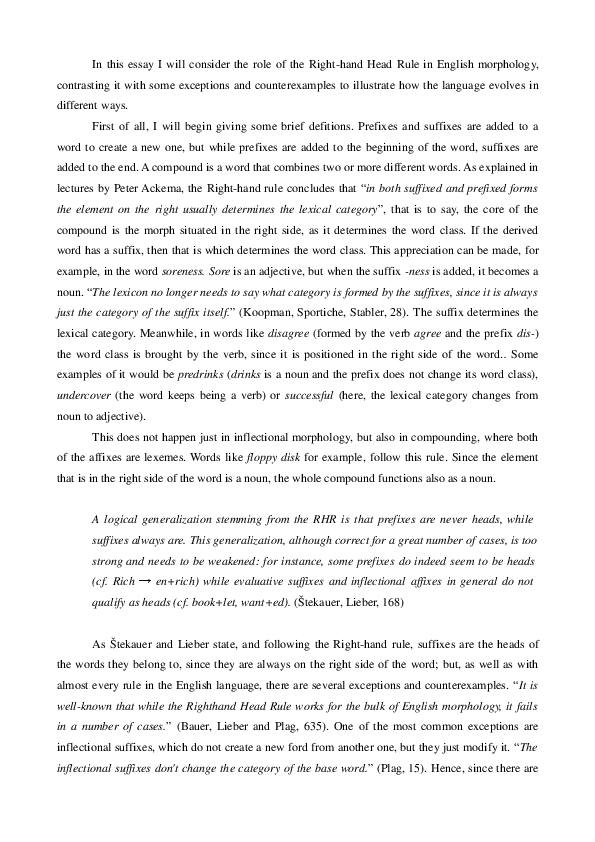 (PDF) The role of the Right-hand Head Rule in English morphology.