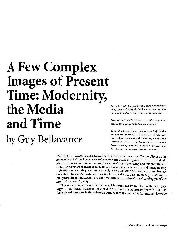 (PDF) A Few Complex Images of Present Time: Modernity, the Media and Time