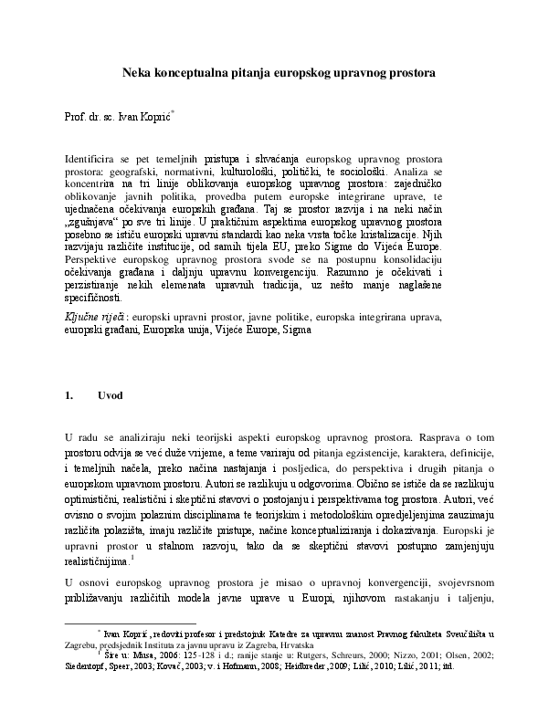 (PDF) Konceptualna pitanja europskog upravnog prostora