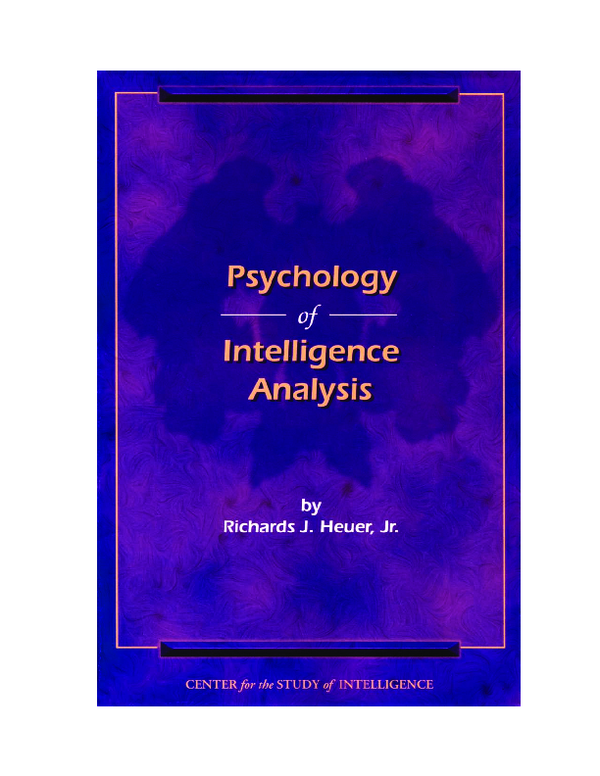 (PDF) Psychology of Intelligence Analysis