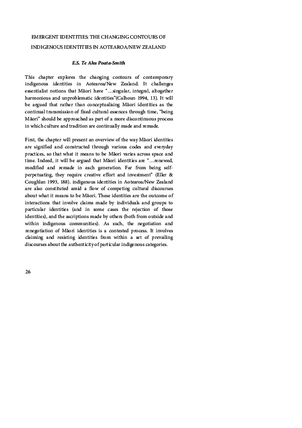 (PDF) "Emergent Identities: The Changing Contours of Indigenous ...