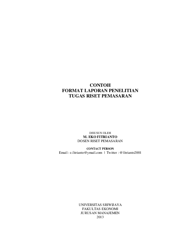 (PDF) Format Laporan Penelitian-Riset Pemasaran